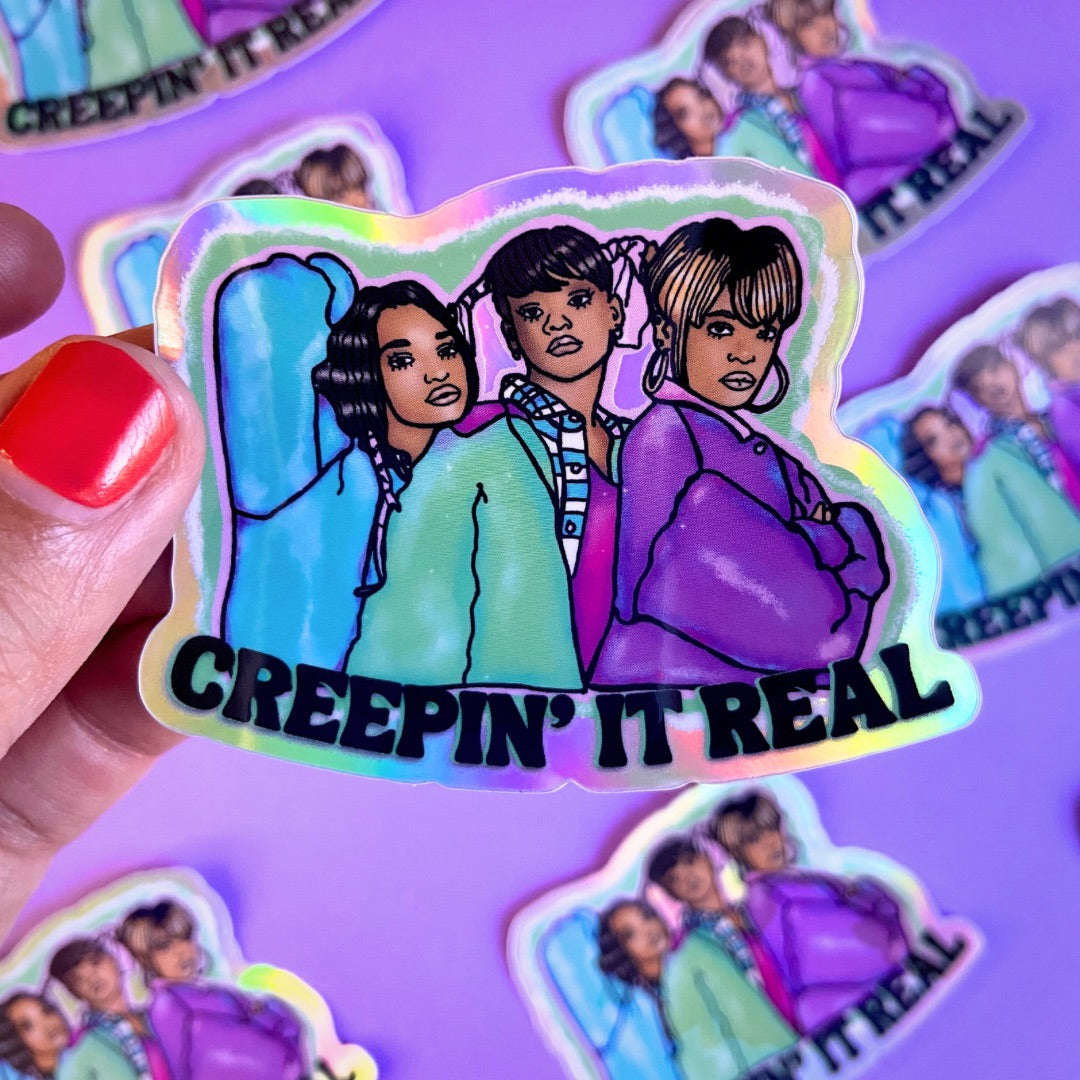 TLC “Creepin’ it Reel” Holographic Water Bottle Sticker – HauntedFembot