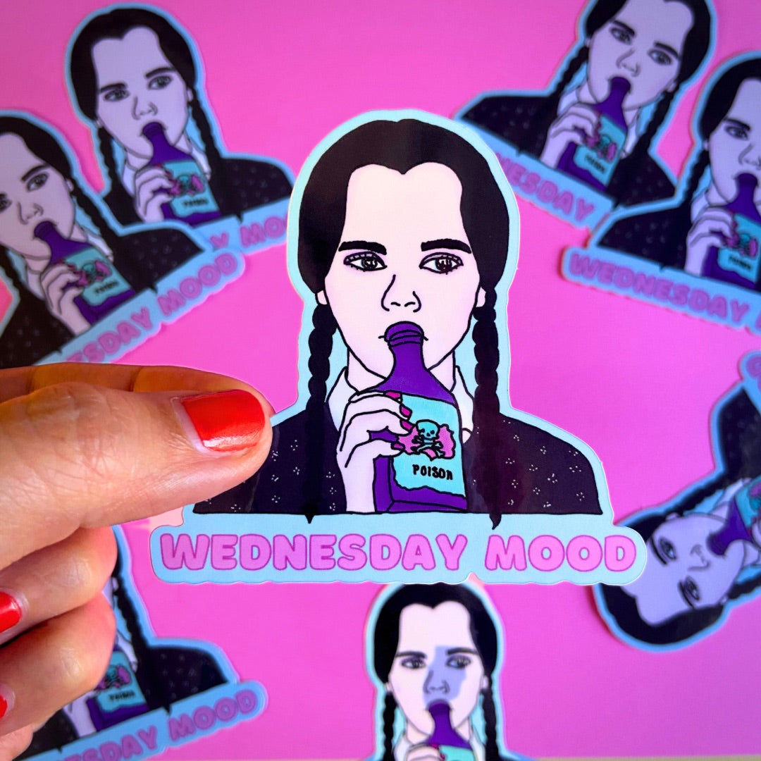 “Wednesday Mood” Wednesday Addams Water Bottle Sticker – HauntedFembot
